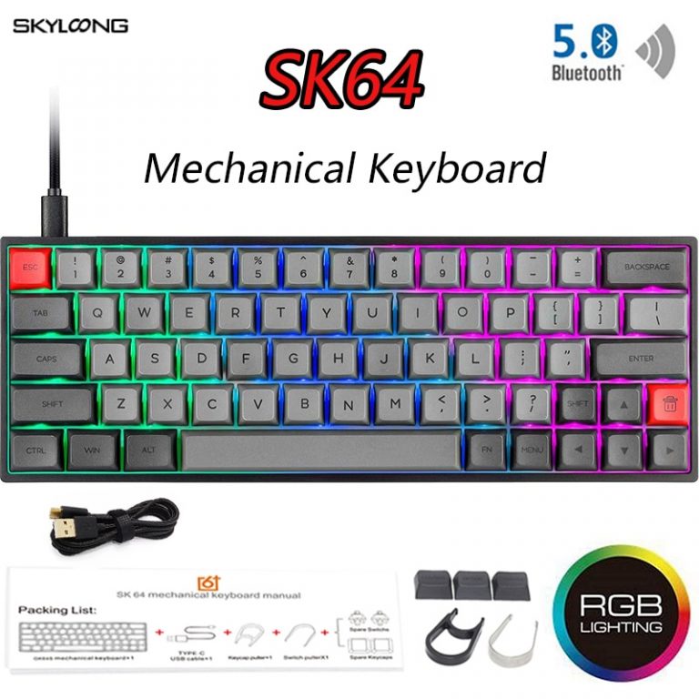 SK64 Wireless Mechanical Keyboard RGB Backlit for Mac/ Gaming - Kivaj